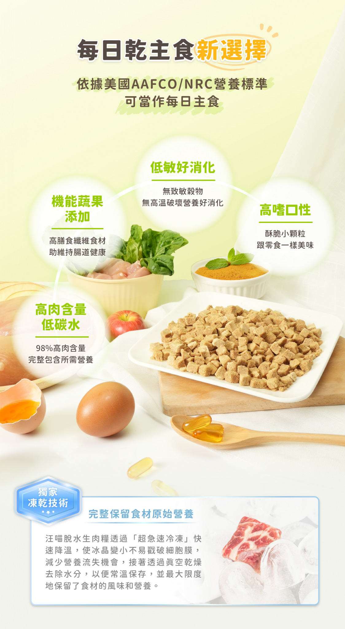 小方粒脫水生肉糧 ｜ 保留食材原始營養的天然乾主食-汪喵星球
